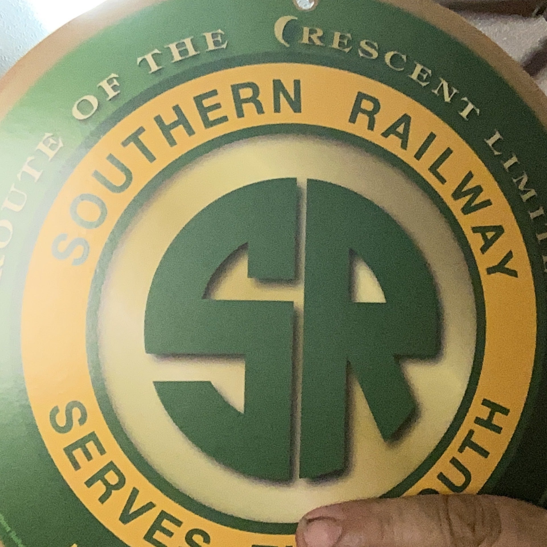 Brown wooden railway sign southern railway | Whitewater Valley Railroad